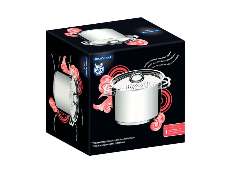 Cacerola Para Pasta Tramontina Solar De Acero Inoxidable Triple Fondo ...